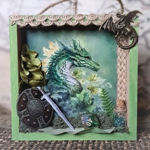 D&D Inspired Dragon Shadow Box Diorama, Fantasy Dungeons and Dragons ...
