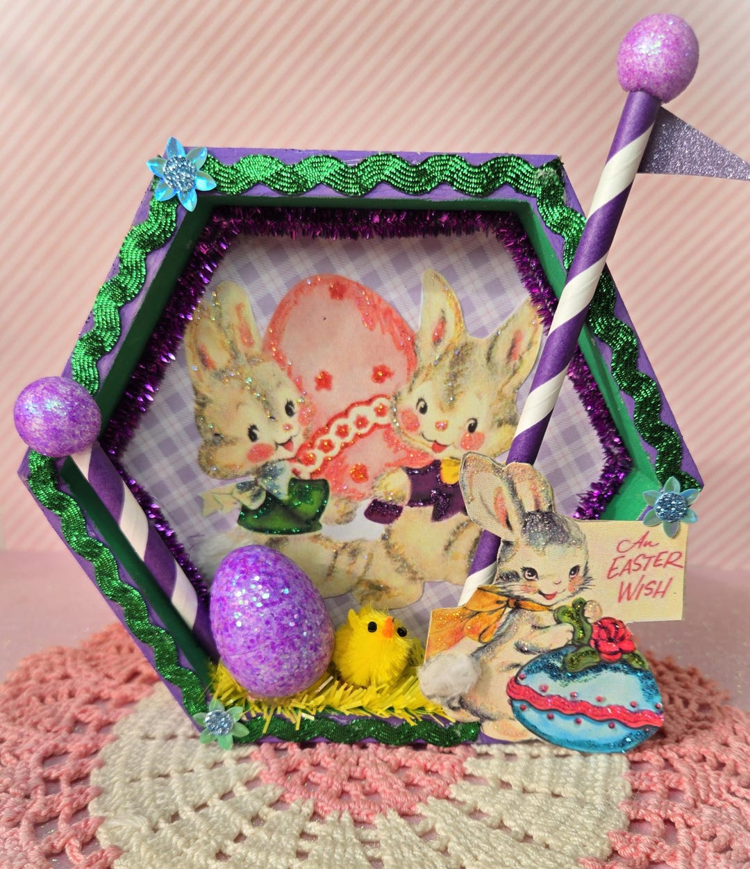 Retro Easter Bunnies Shadow Box, Vintage Holiday Diorama for Wall or Shelf - Etsy