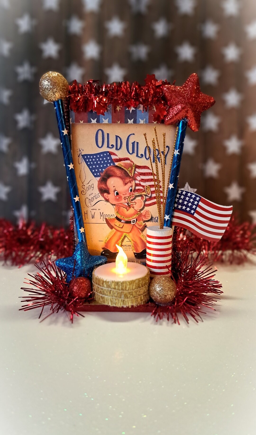 Retro Light up Patriotic Bugle Boy Diorama Vintage Holiday Shelf/table ...