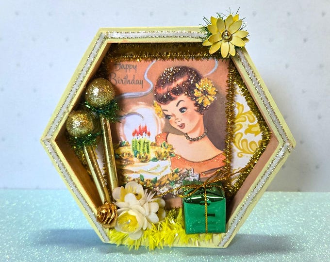 Retro Happy Birthday Shadow Box, Vintage Diorama - Etsy