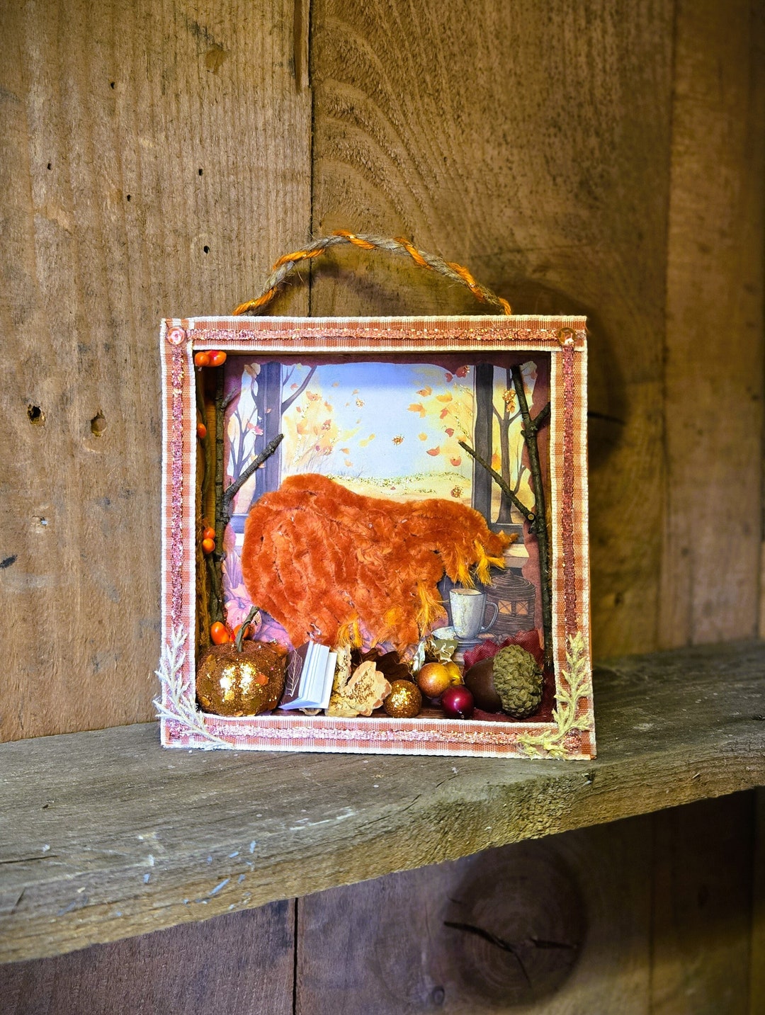Cozy Fall Book Nook Shadow Box, Autumn Diorama Wall/shelf Decoration ...
