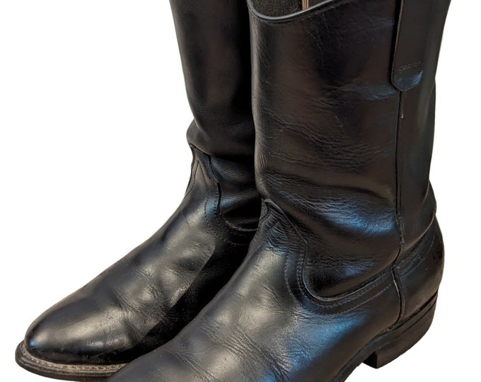 Vintage Red Wing 1455 Pecos Black Leather Wellington Boots 1985 USA Men ...