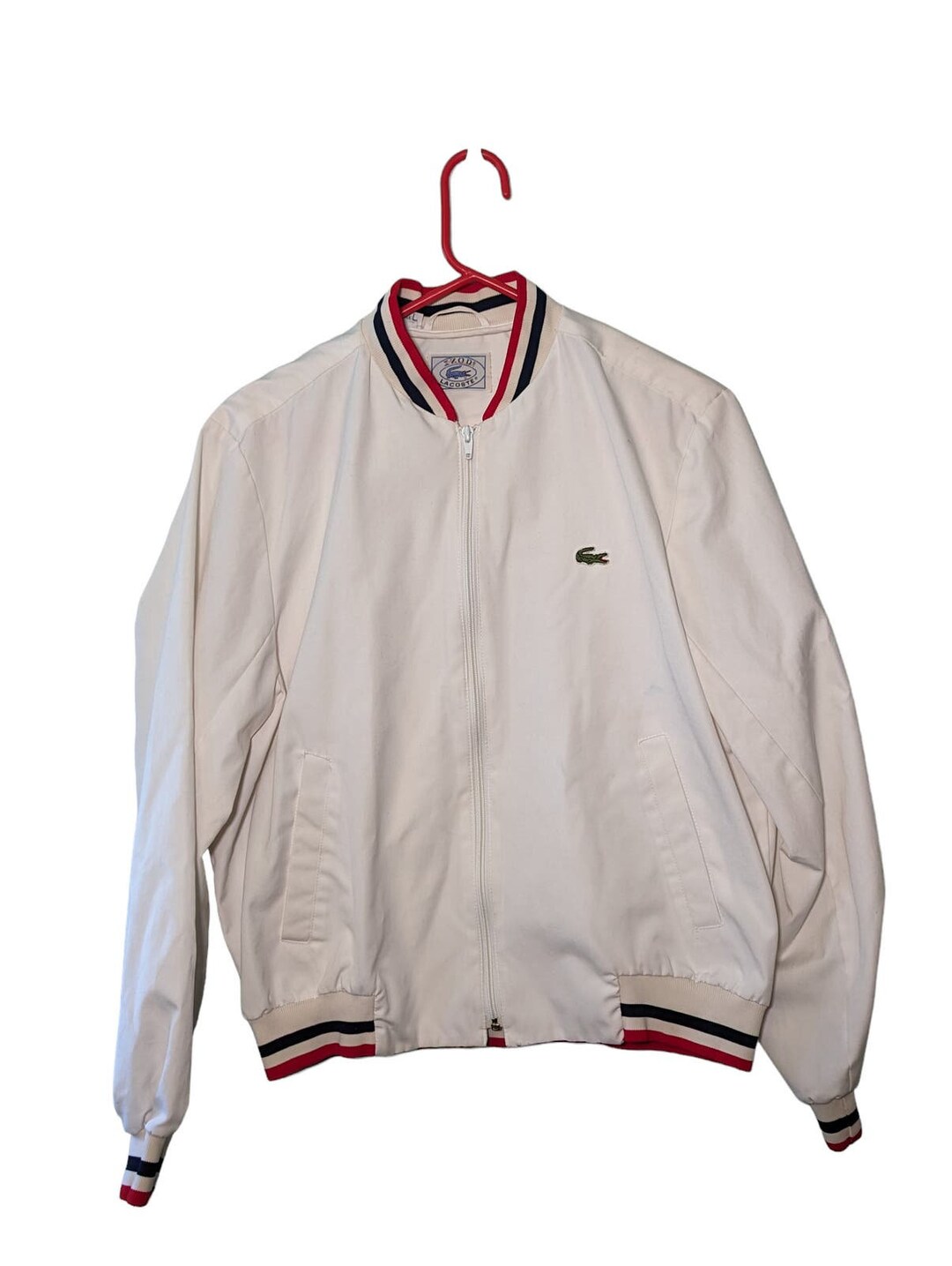 Vintage Izod Lacoste Jacket Men's White Size Large Red Blue Stripes - Etsy