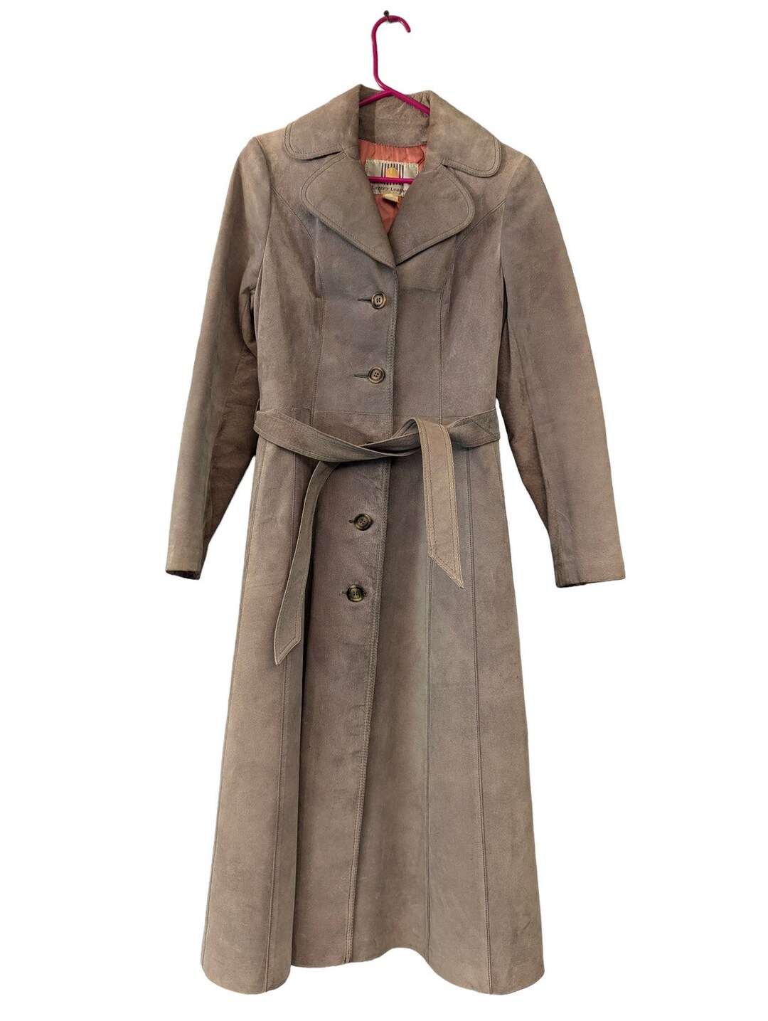 Vintage Lantry Leather Vintage Trench Coat Grey Pink Made in Canada ...