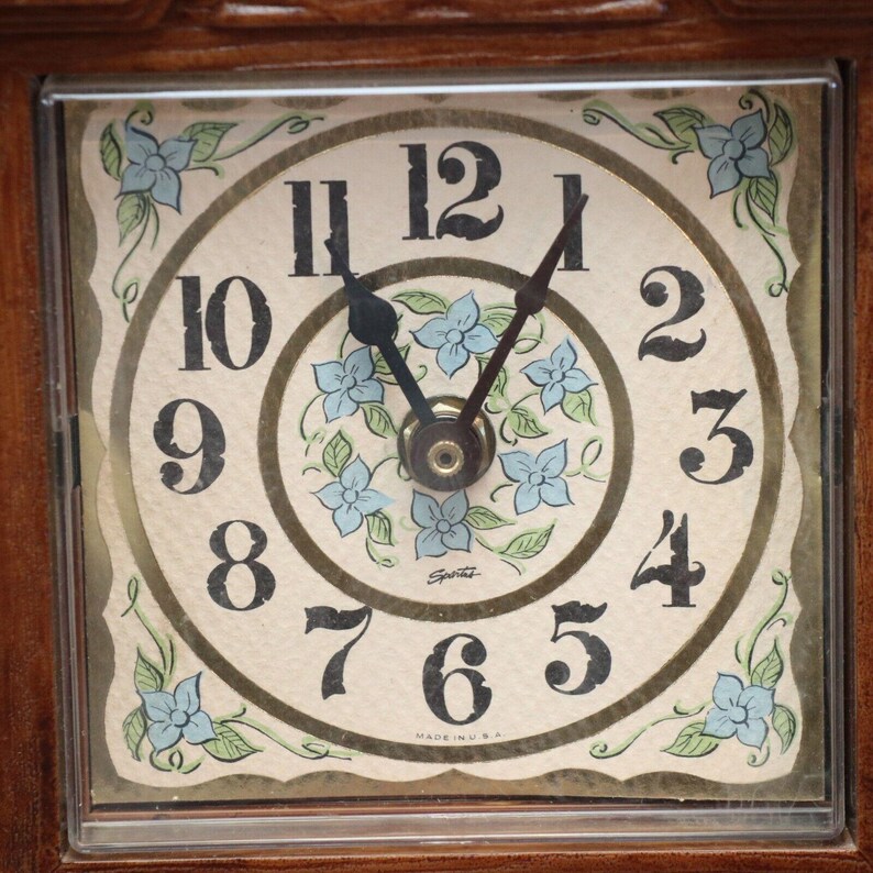 Vintage Spartus Mini Grandfather Clock Mantel Plastic Wood Tone ...