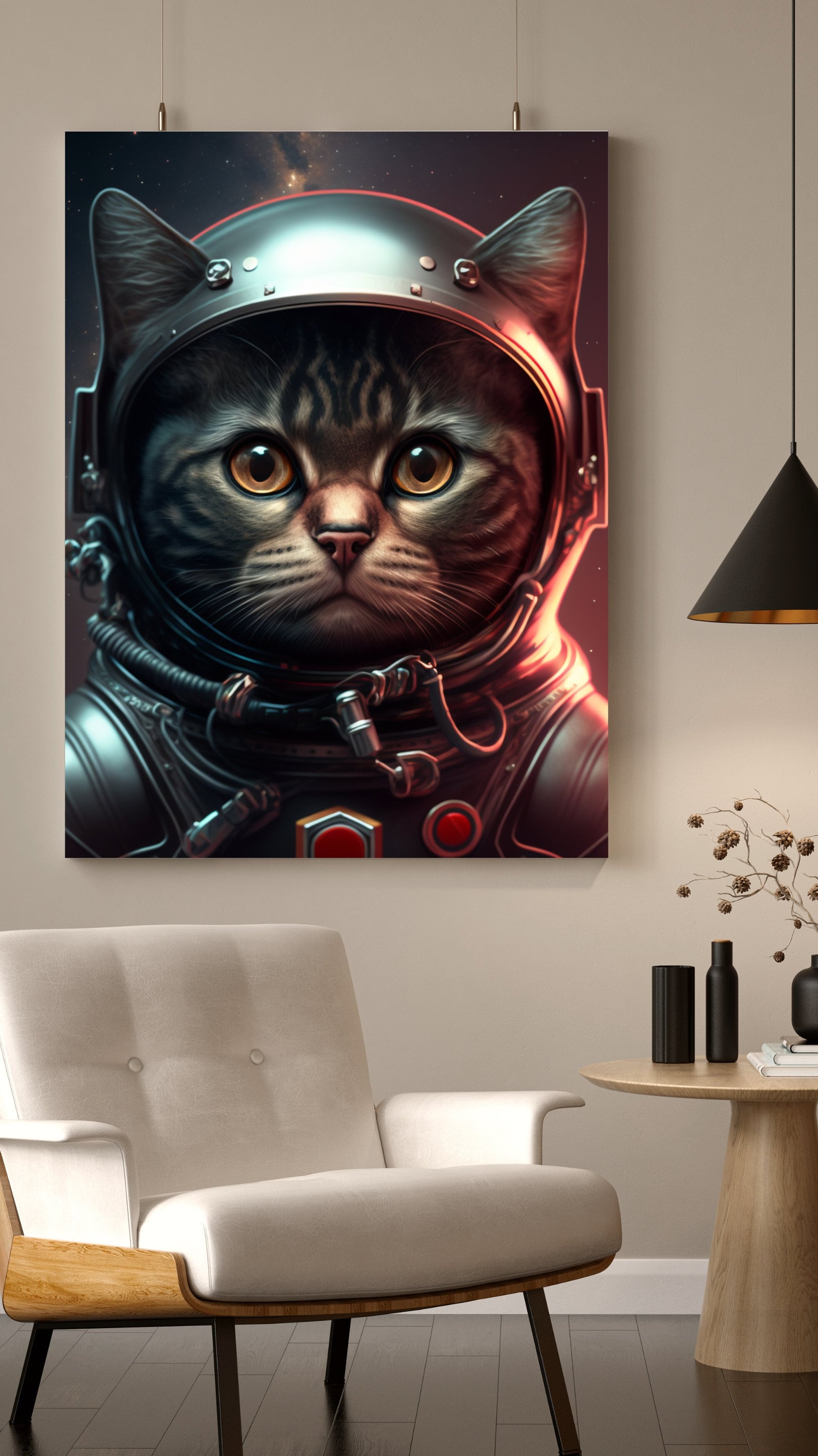 Set of 3 Cute Space Cat, WALL ART PRINT, Cat in Space Suit, Cosmic ...