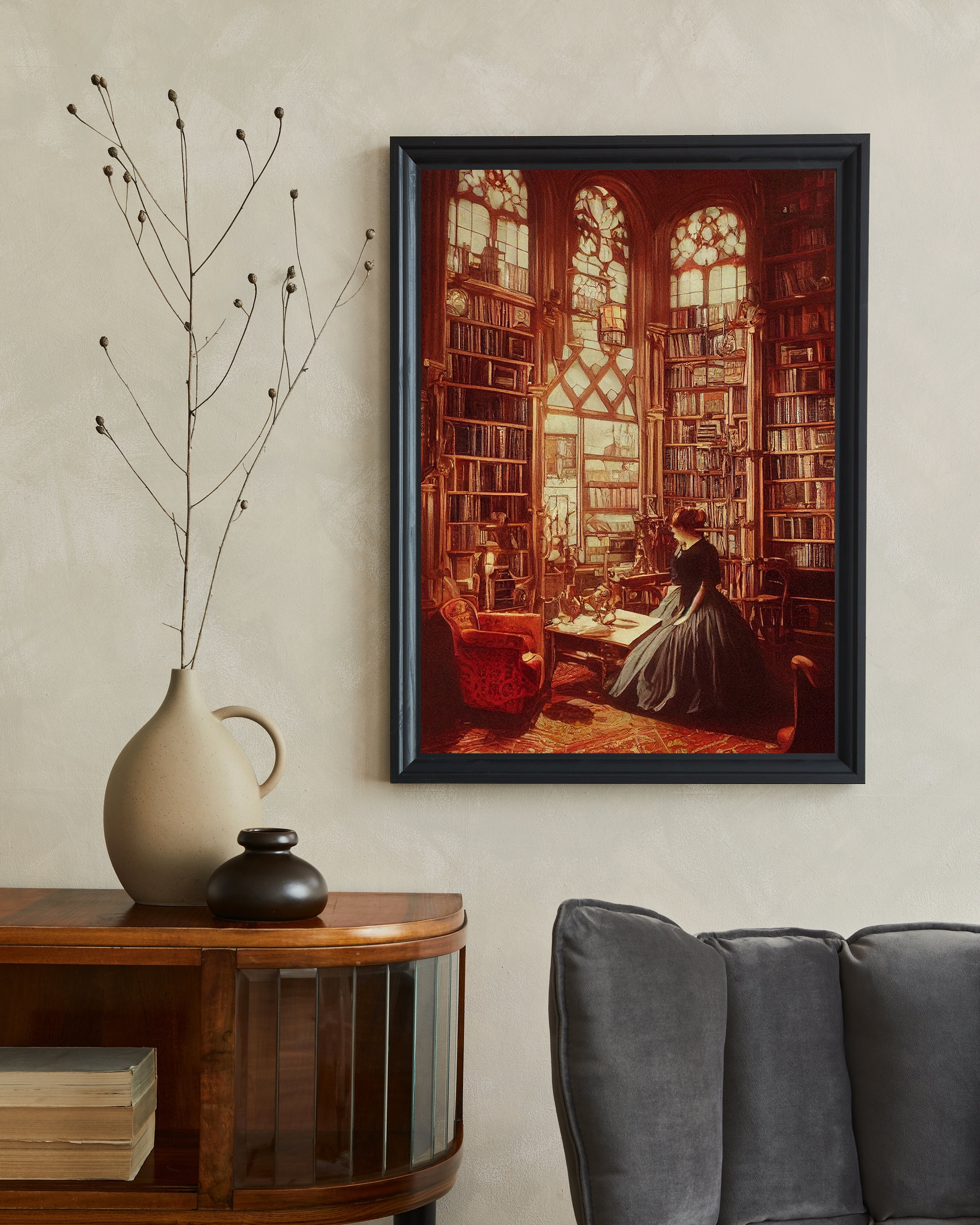 Victorian Library Paint Classic Art Bookshelves Antique - Etsy