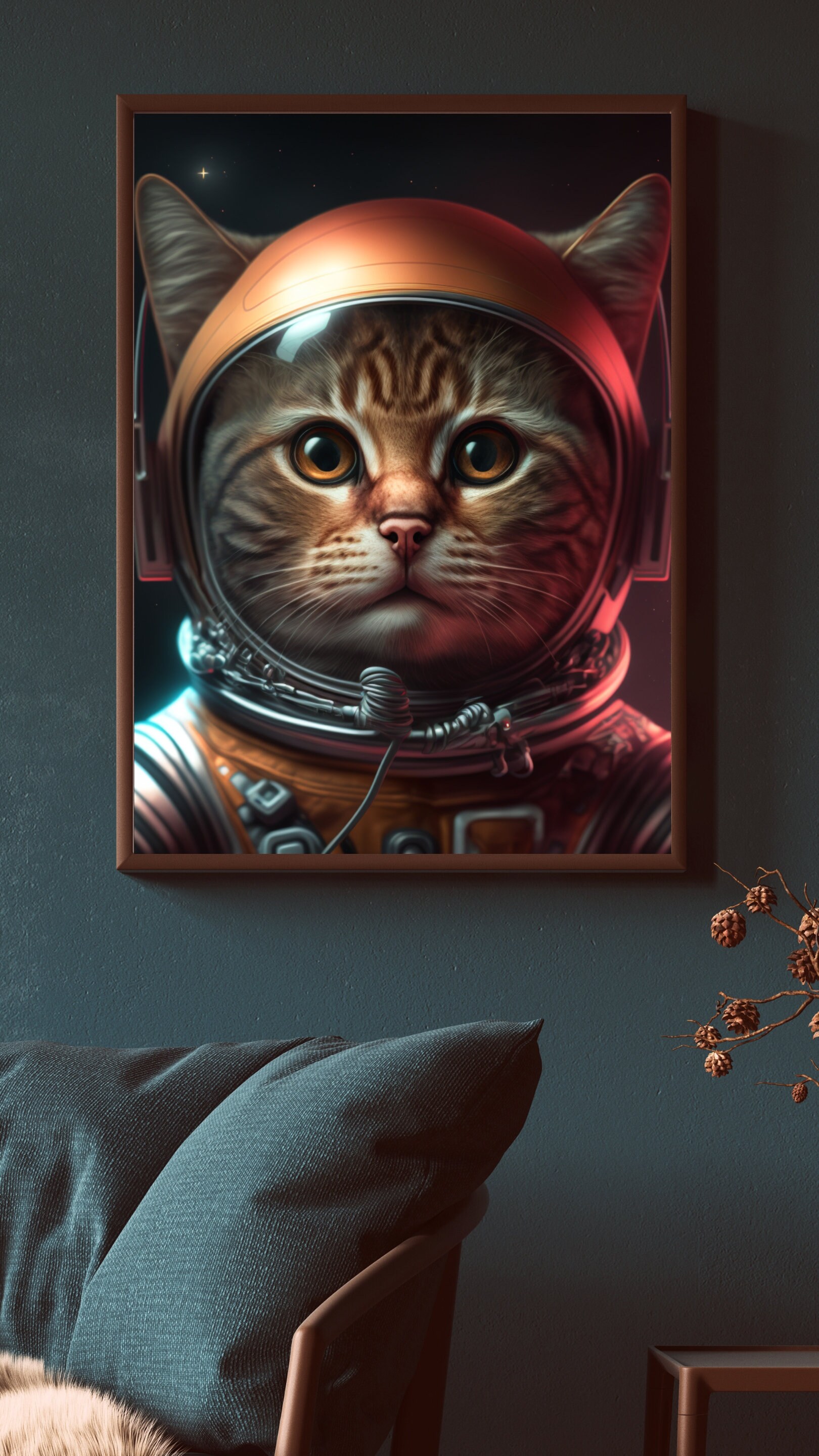 Set of 3 Cute Space Cat, WALL ART PRINT, Cat in Space Suit, Cosmic ...
