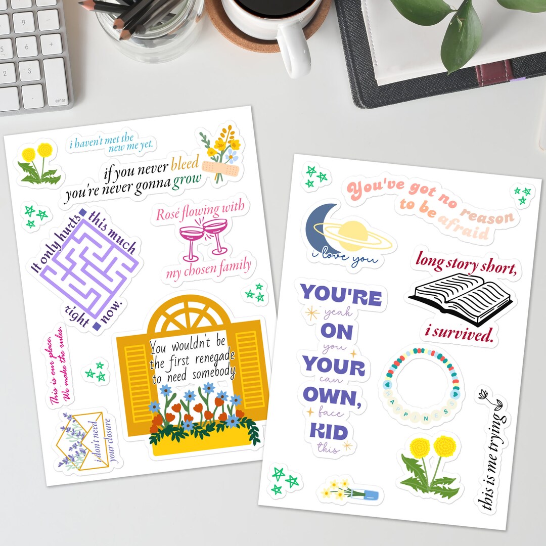 Taylor Swift Motivational Lyrics Sticker Sheet Taylor Swift Eras Merch ...