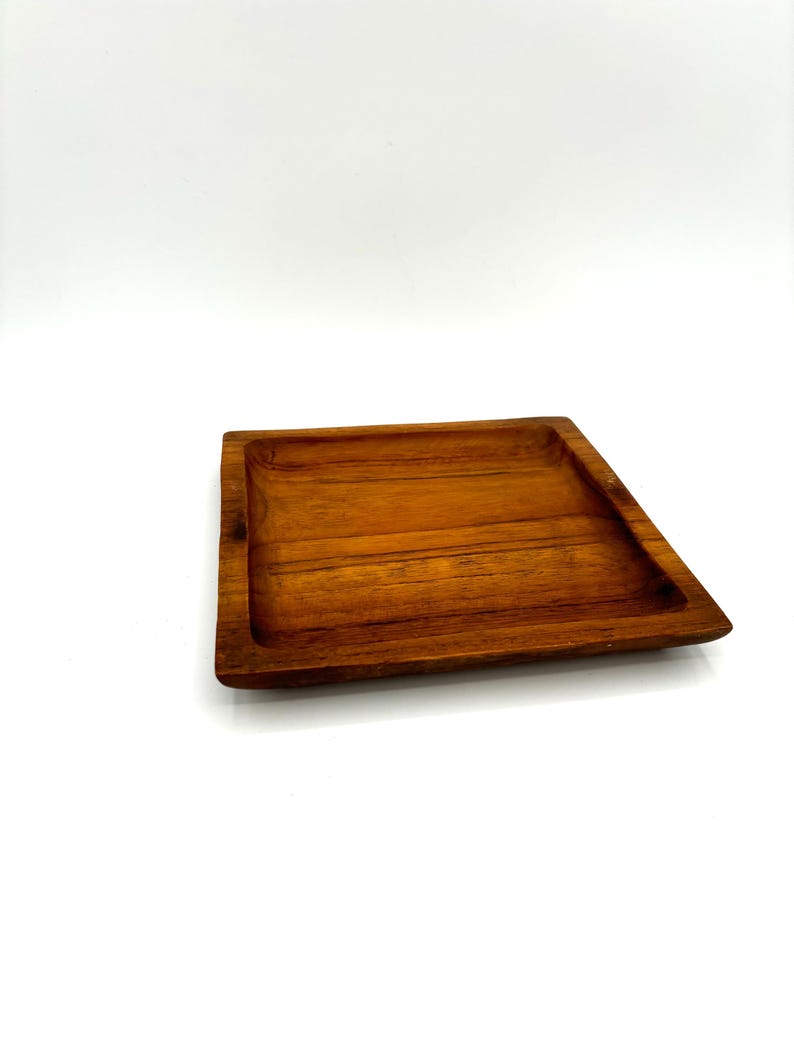 Vintage Mid Century Modern Wood Square Small Decorative Serving Tray ...