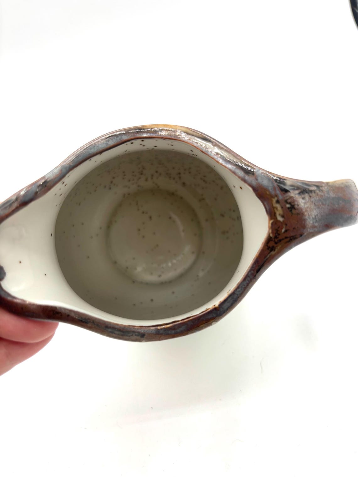Vintage Retro 70s Pottery Yellow Floral Brown Speckle Stoneware Pottery ...