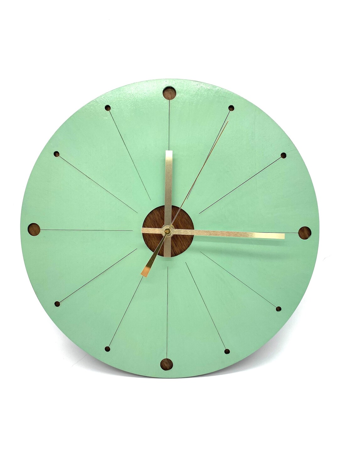 Handmade Sage Green Mint Atomic Starburst Sunburst Retro 50s Walnut ...