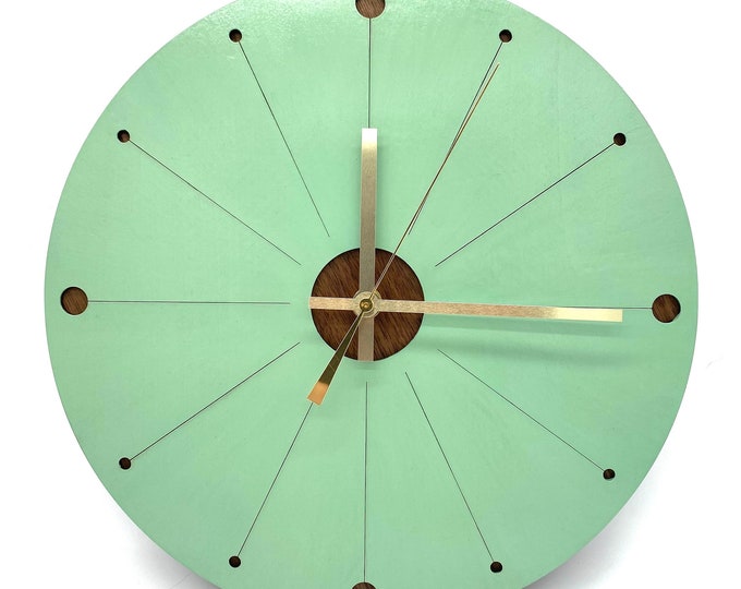 Handmade Sage Green Mint Atomic Starburst Sunburst Retro 50s Walnut ...