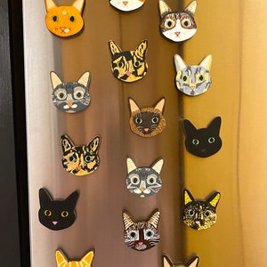 Black Cat Magnet Set / Handmade Gift for Cat Lover / Decorative Kitchen ...