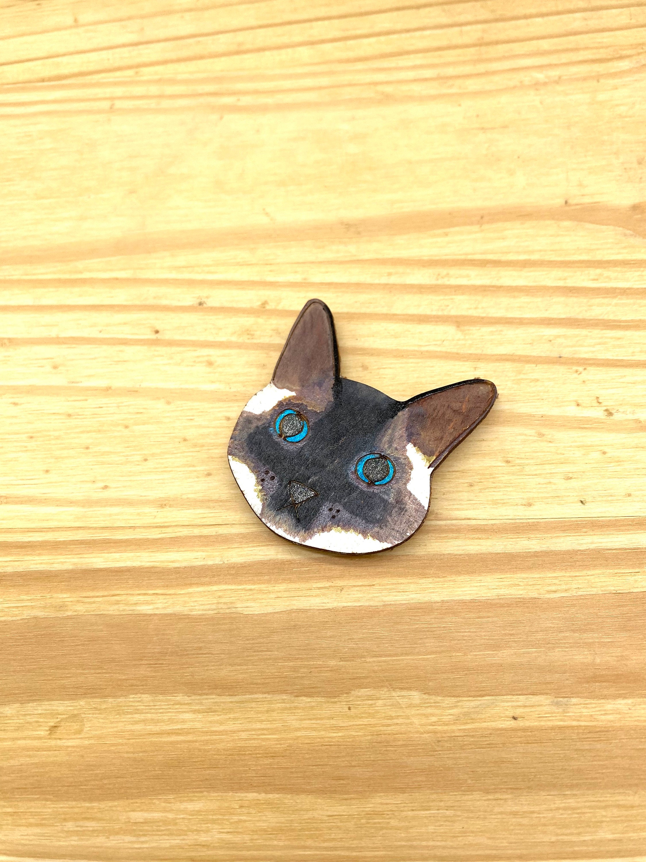 Handmade Long Hair Himalayan Cat Face Wood Refrigerator Magnet / Kitten ...