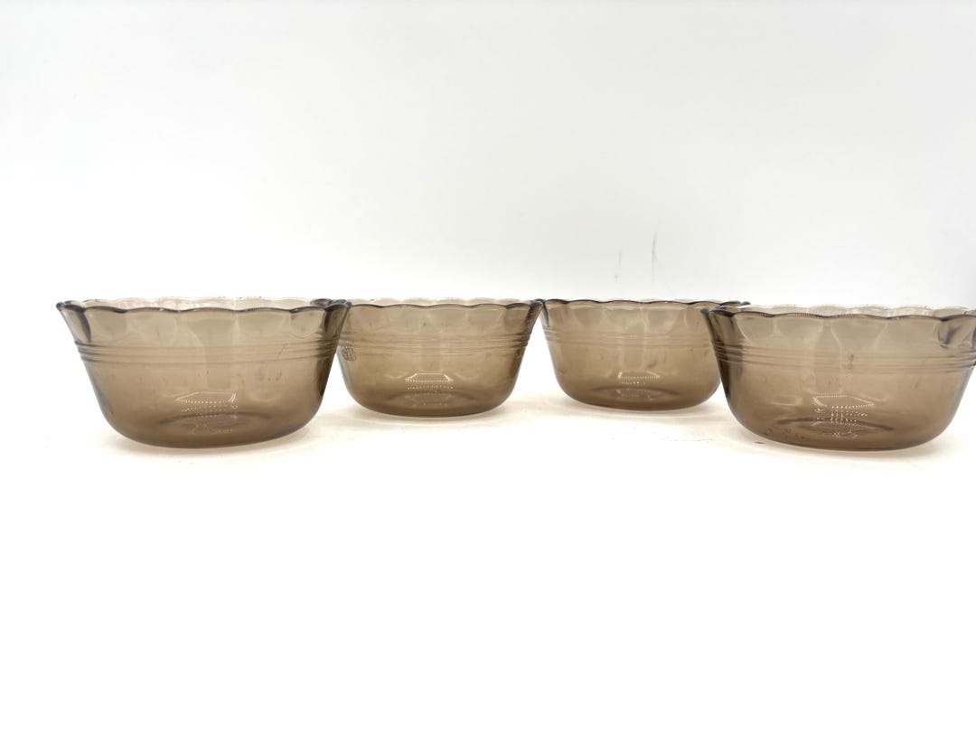 Vintage Pyrex Smokey Grey Sherbet Depression Glass Dessert Custard ...