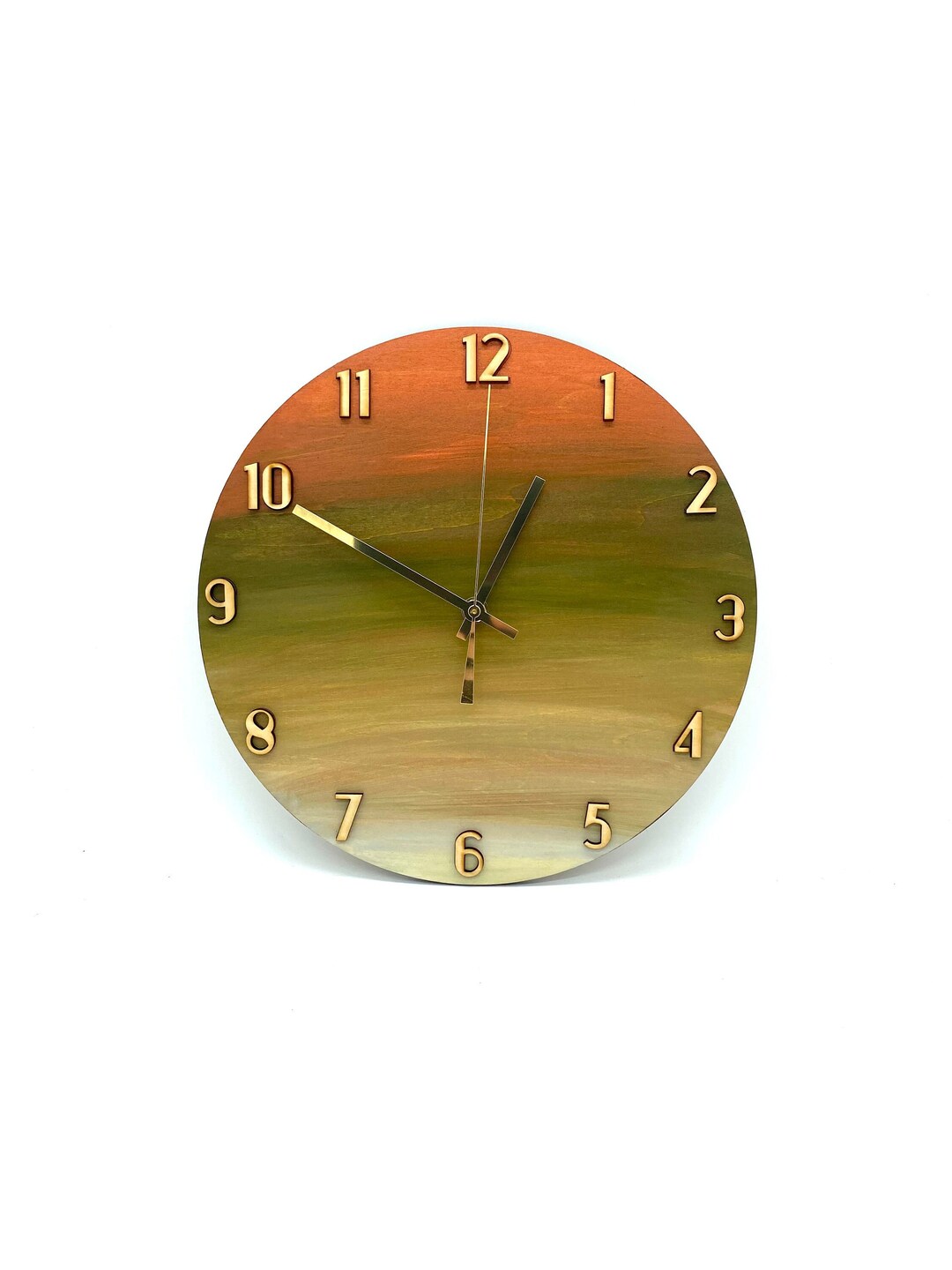 Hand Painted Copper Ombre Planet Jupiter Wooden Wall Clock With Numbers ...