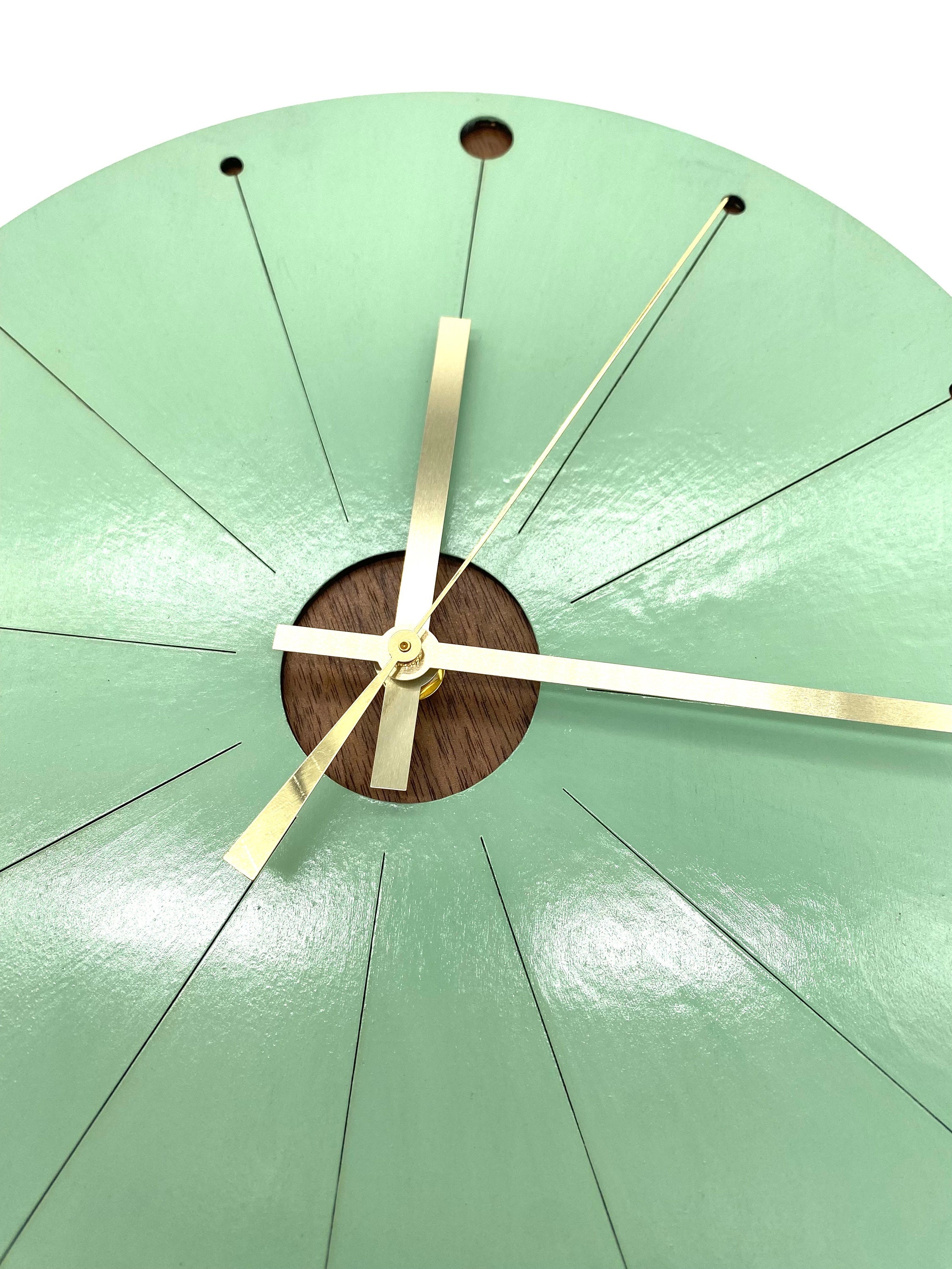Handmade Sage Green Mint Atomic Style Starburst Retro 50s Walnut Wood ...
