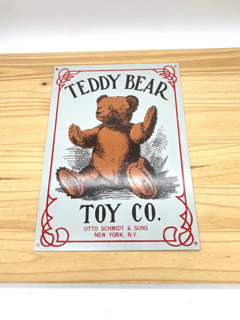 Vintage Steiff Teddy Bear Toy Co Metal Tin Sign Wall Hanging / Retro ...