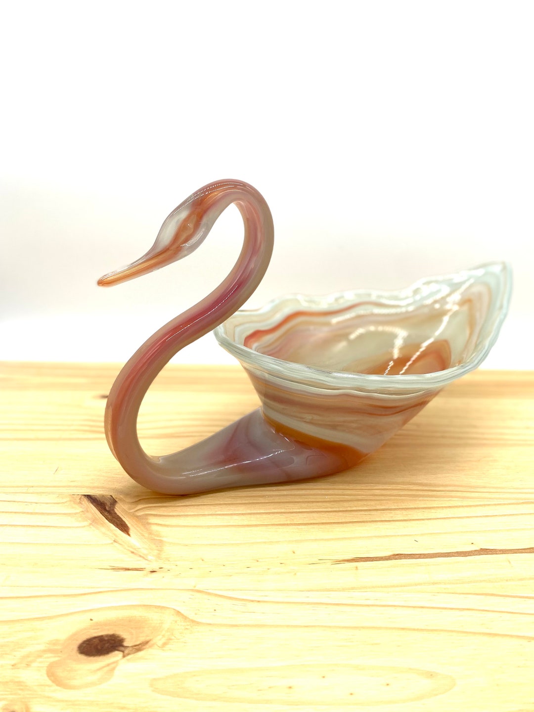 Vintage Hand Blown Ombre Varied Murano Style Glass Retro Swan Dish ...