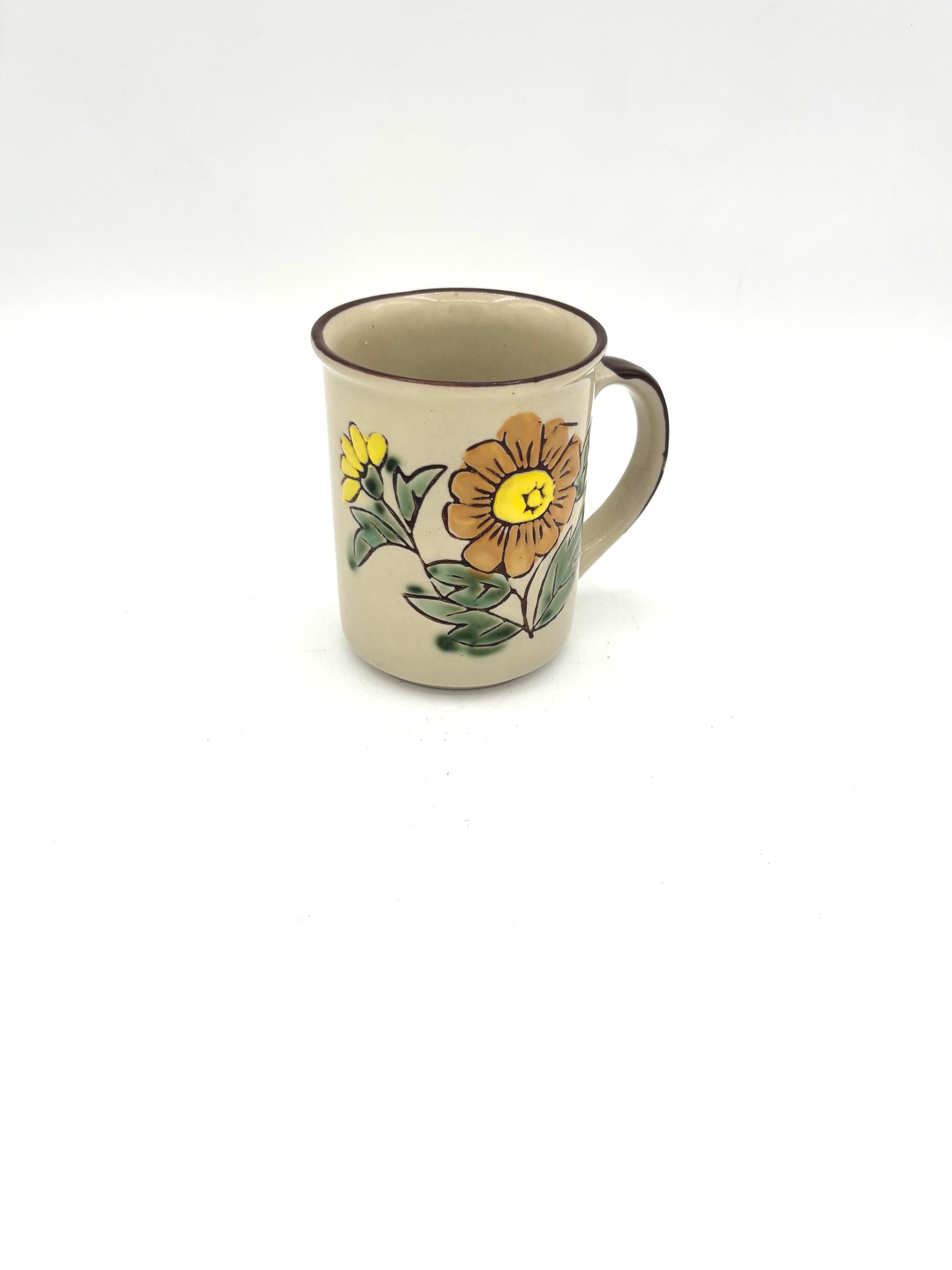Vintage Retro 70s Pottery Daisy Floral White Orange Stoneware Small ...