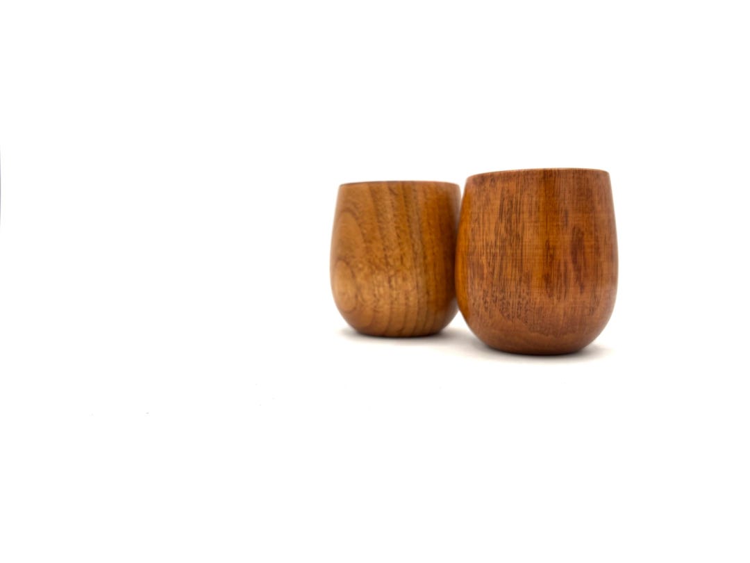 Vintage Retro Wood Brown Small Cup Tumbler Drinking Glass / Collectible ...