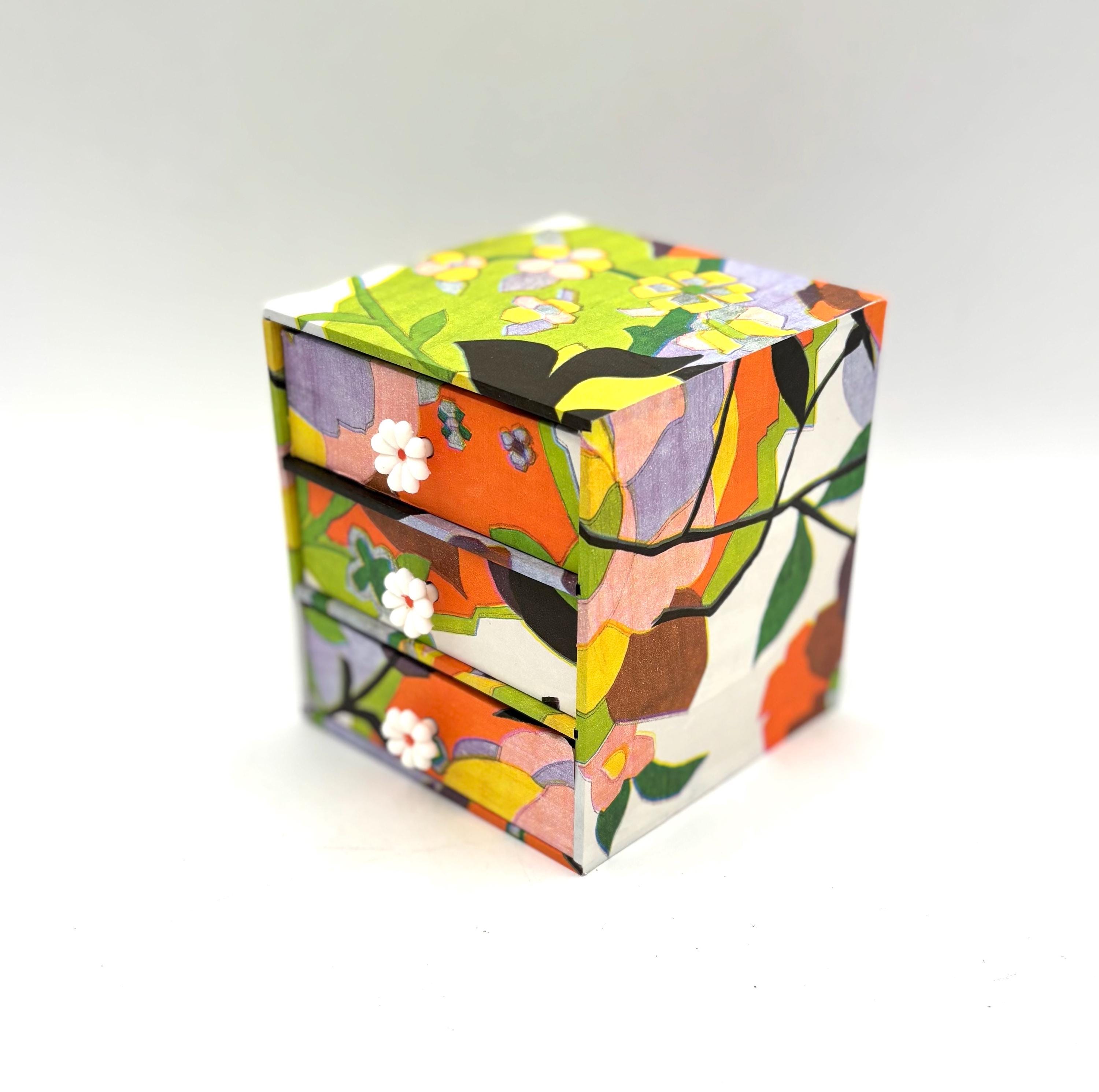 Handmade Vintage 60s Orange Geometric Flower Power Psychedelic Wood ...