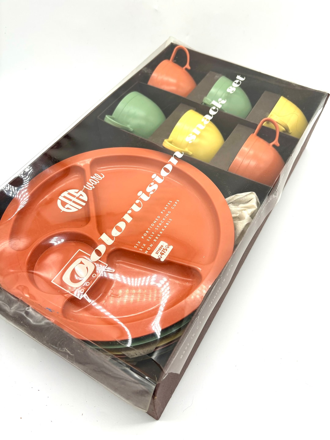 Vintage 50s Mid Century Colorvision Snack Set Picnic Basket Portioned ...