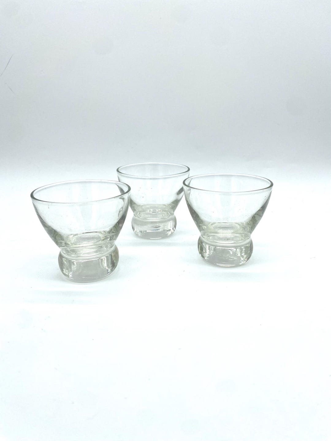 Vintage Clear Pedestal Footed Lowball Cocktail Glasses / Mid Century ...
