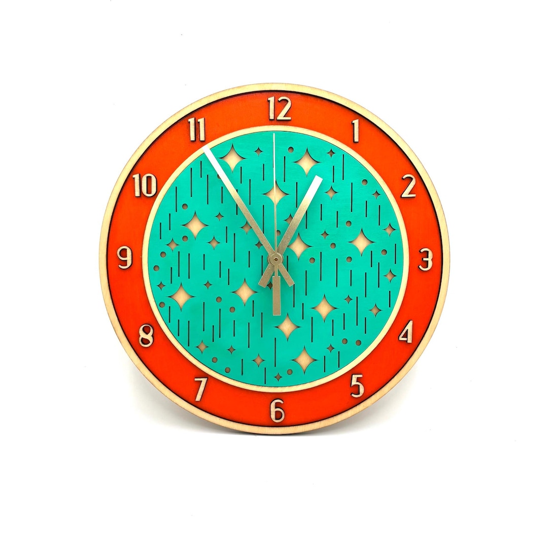 Vintage Turquoise Diamond Stripes Starburst Atomic Style Circle Modern ...