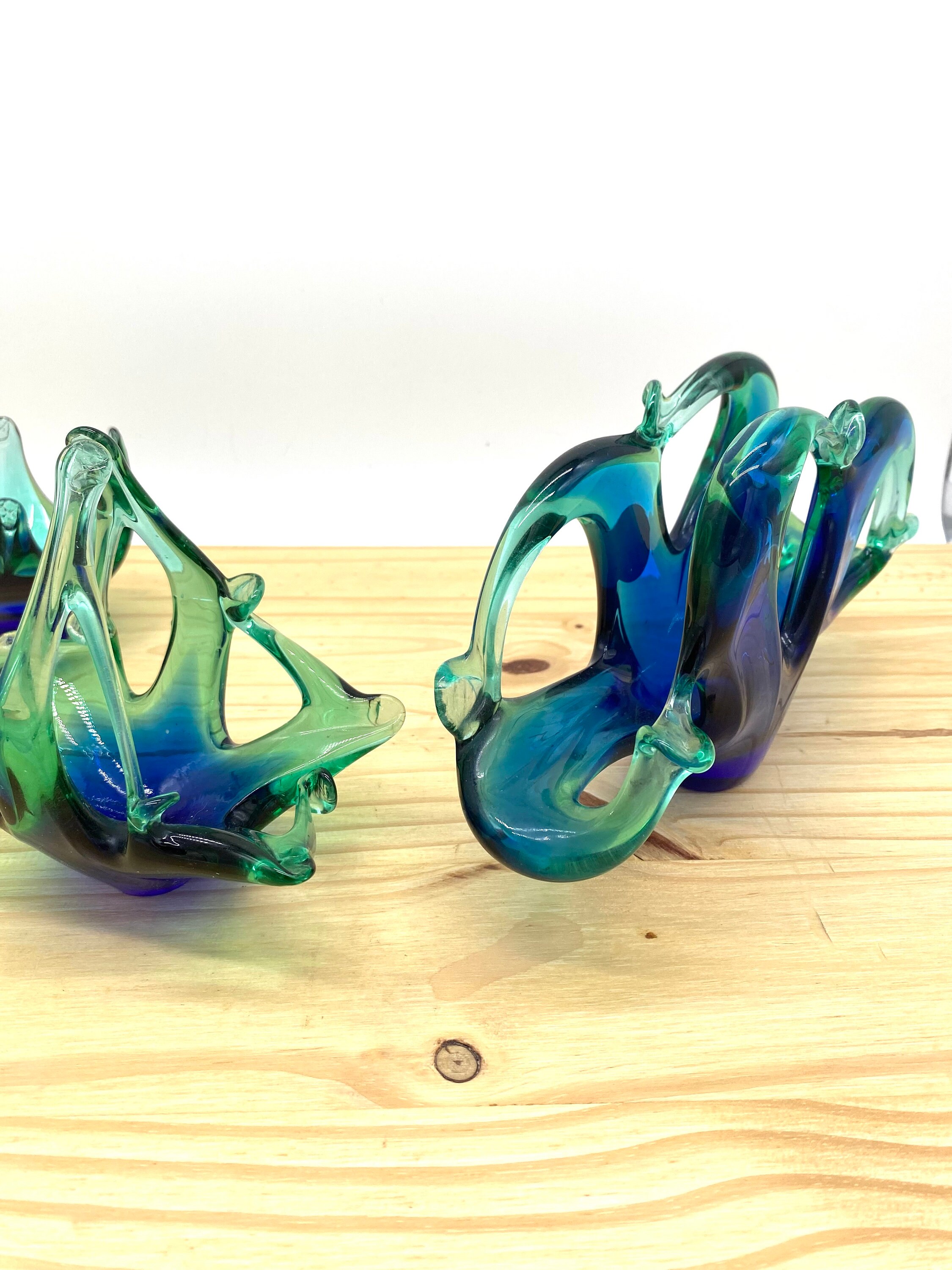 Vintage Mid Century Hand Blown Italy Glassware Murano Cobalt - Etsy