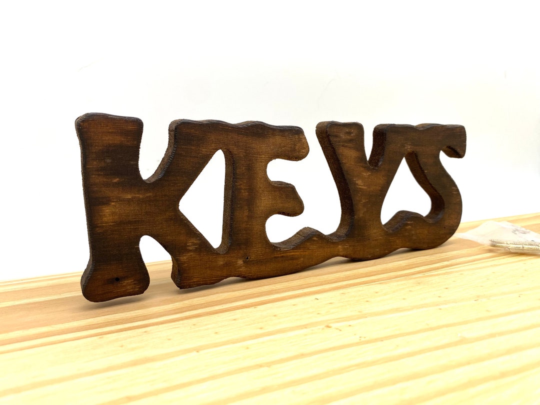 Vintage Wooden Letter Keys Gold Hooks Rustic Hanging Rack Kit / Kitschy ...