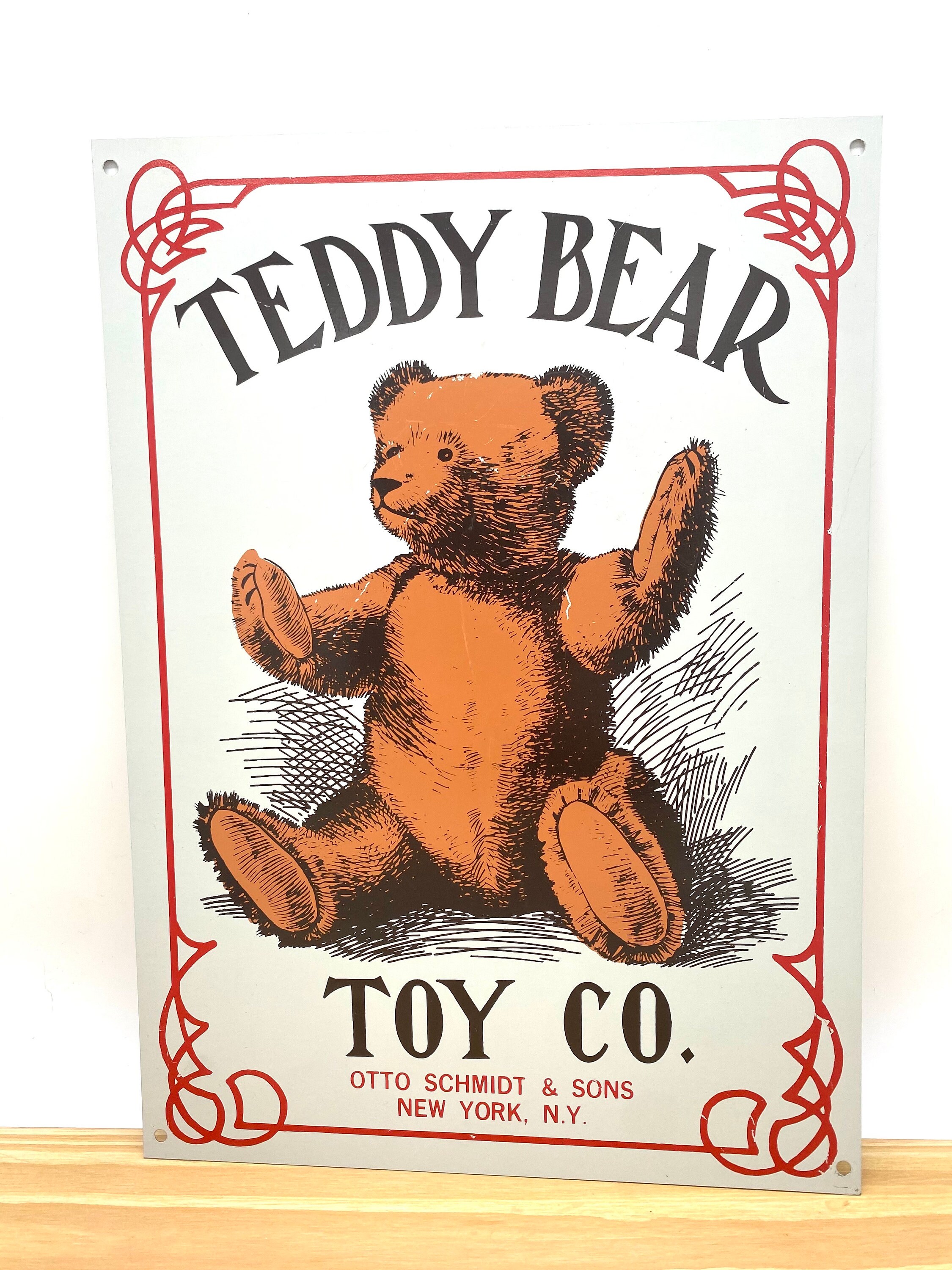 Vintage Steiff Teddy Bear Toy Co Metal Tin Sign Wall Hanging / Retro ...