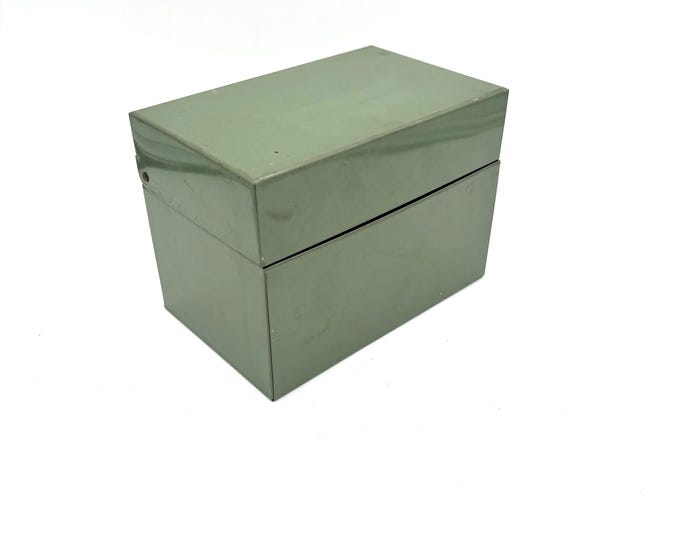 Vintage Modern Industrial Sage Green Metal Tin Recipe Rolodex Box ...