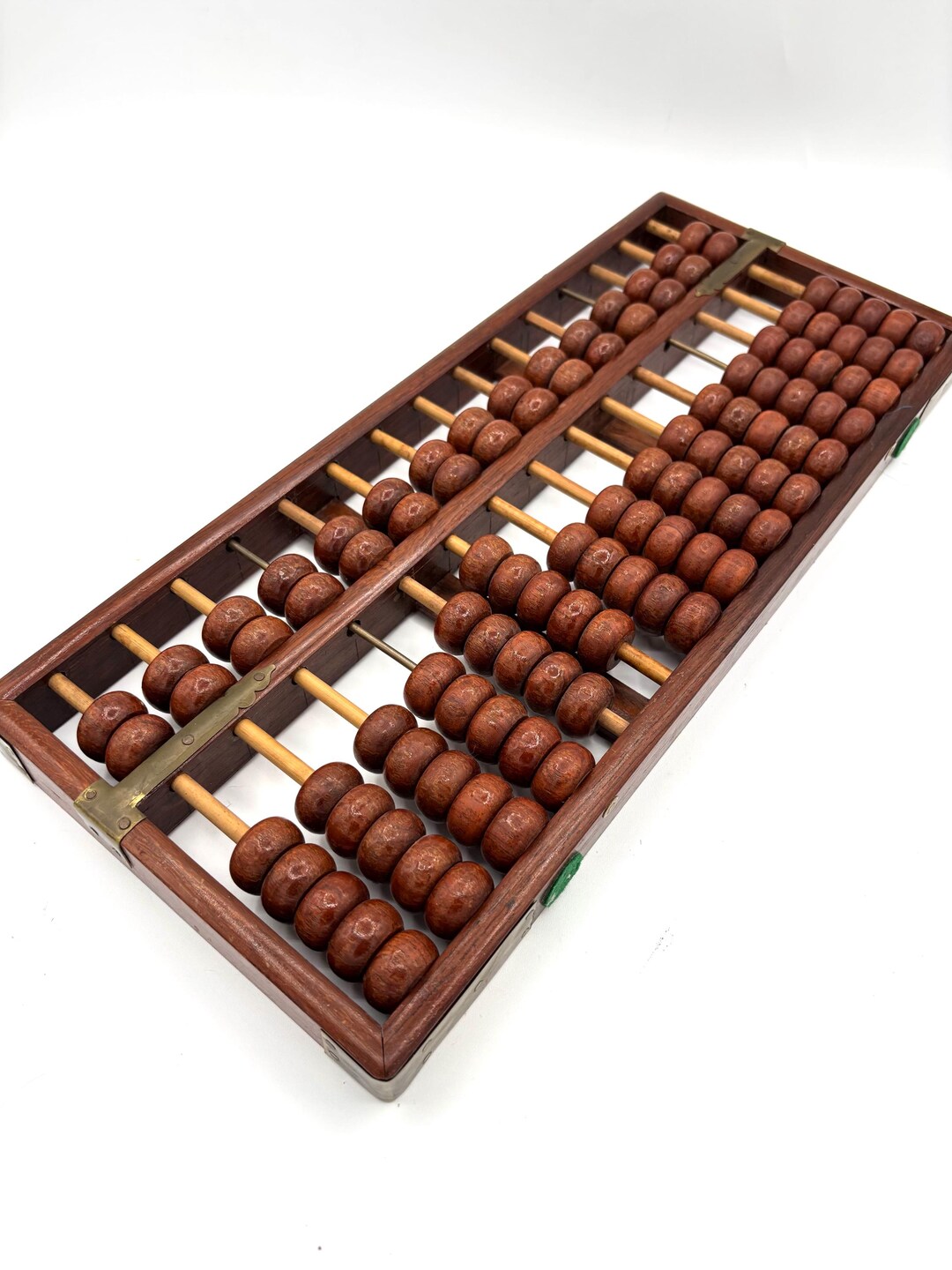 Vintage Farmhouse Large Abacus Old Calculator Brass Wood 105 Beads ...