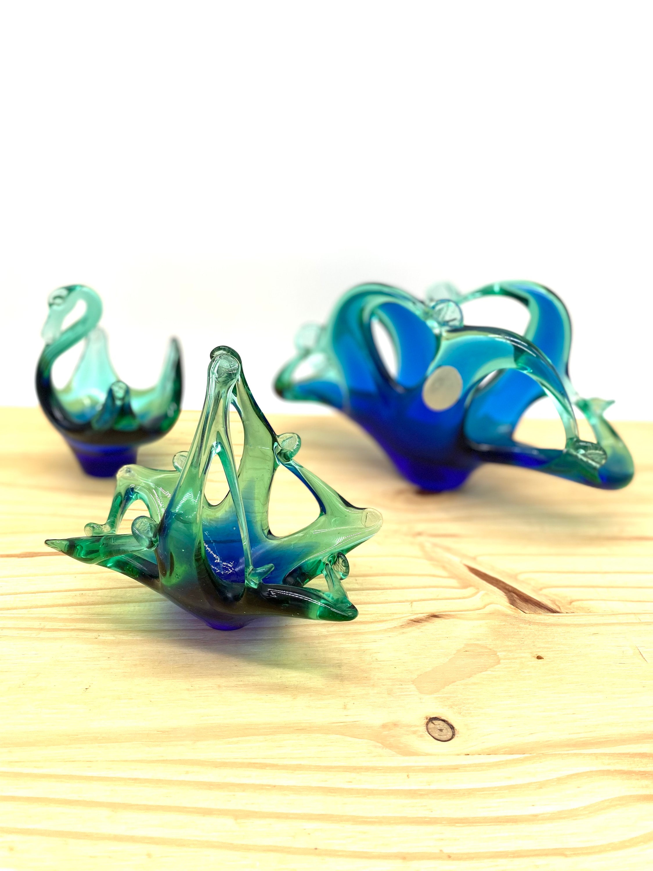 Vintage Mid Century Hand Blown Italy Glassware Murano Cobalt - Etsy