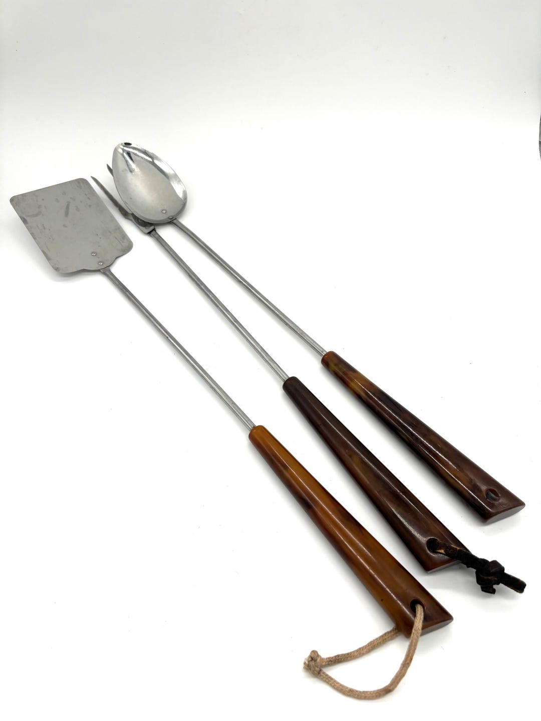 Vintage BBQ Grill Kitchen Utensil Tool Set Tortoiseshell Handles ...