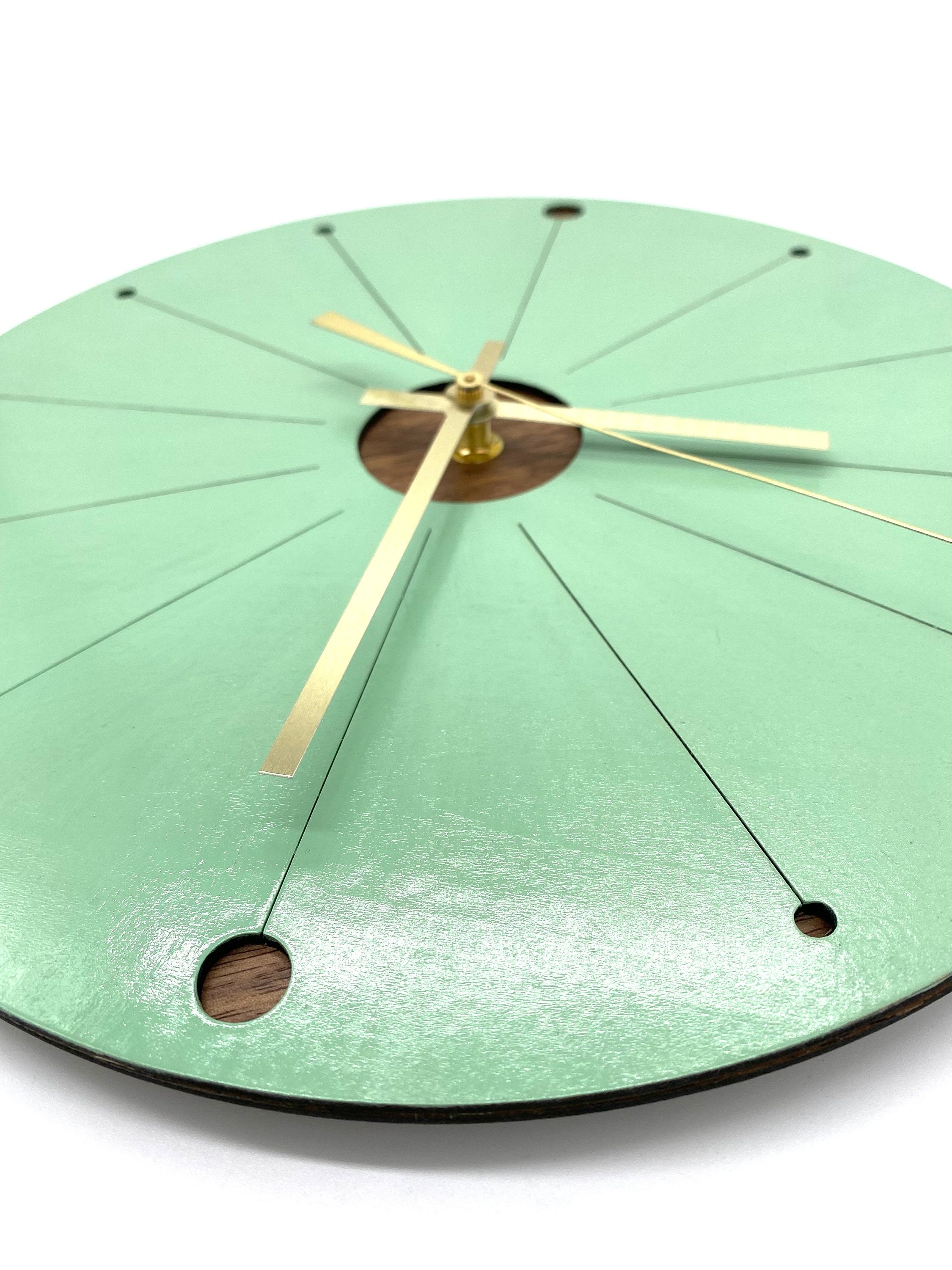 Handmade Sage Green Mint Atomic Style Starburst Retro 50s Walnut Wood ...