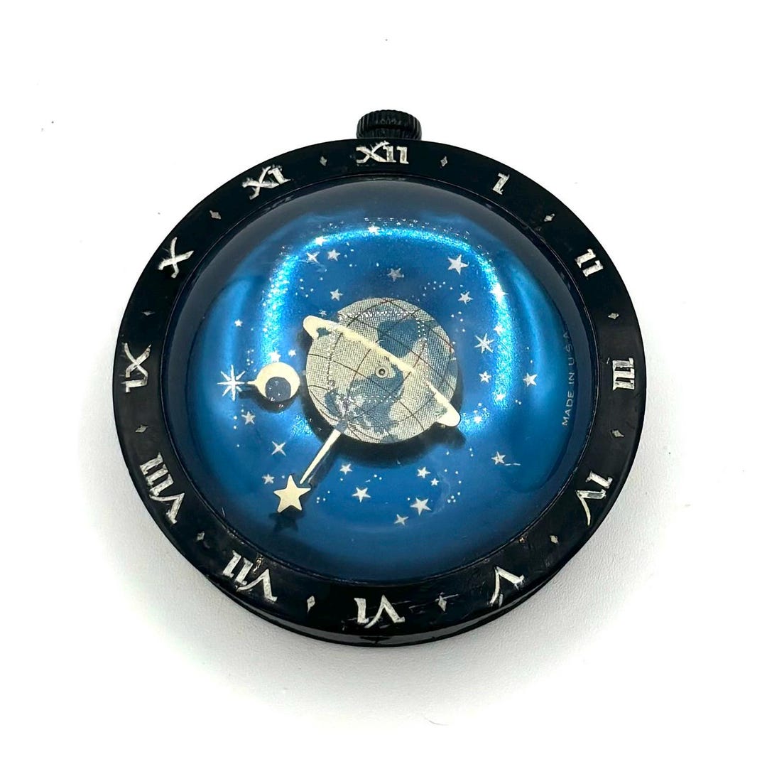 Vintage 1930's Westclox Celestial Paperweight Clock Planet Earth Moon ...