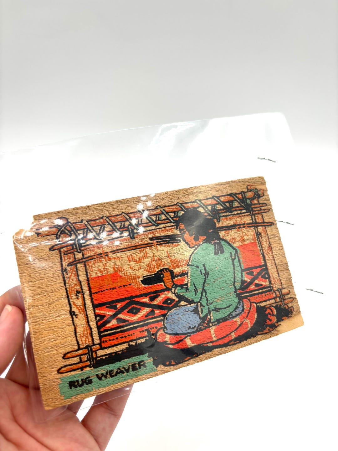 Vintage Pueblo Native American Rug Weaver Yucca Wood Pulp Postcard ...