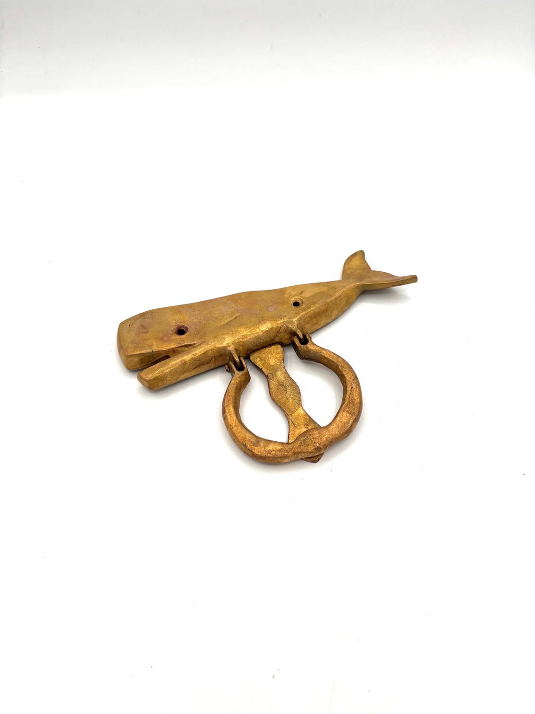 Vintage MCM Brass Gold Whale Orca Moby Figurine Door Knocker / Retro ...