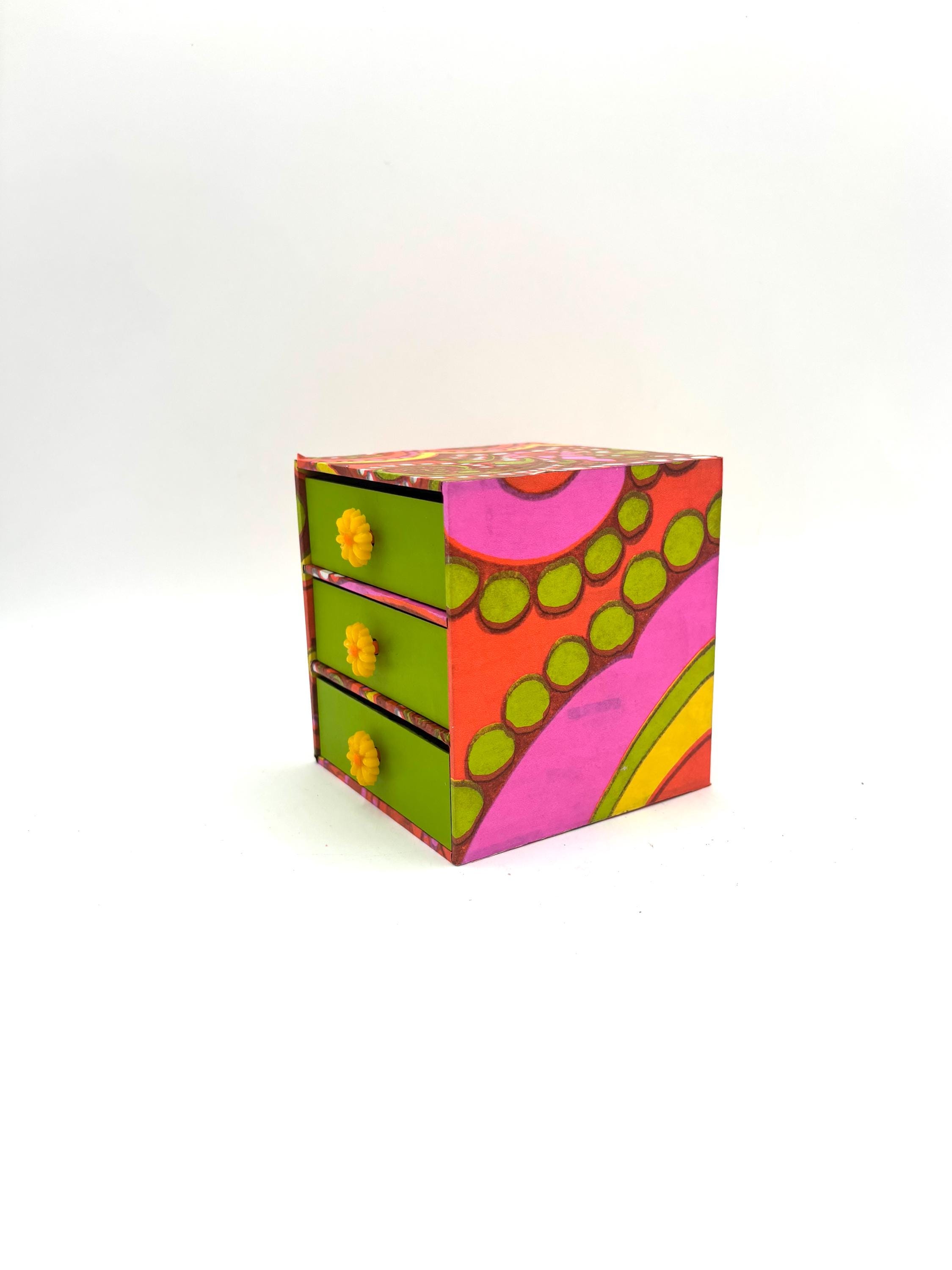 Vintage 60s Psychedelic Trippy Double Vision Bright Colorful Wood Small ...