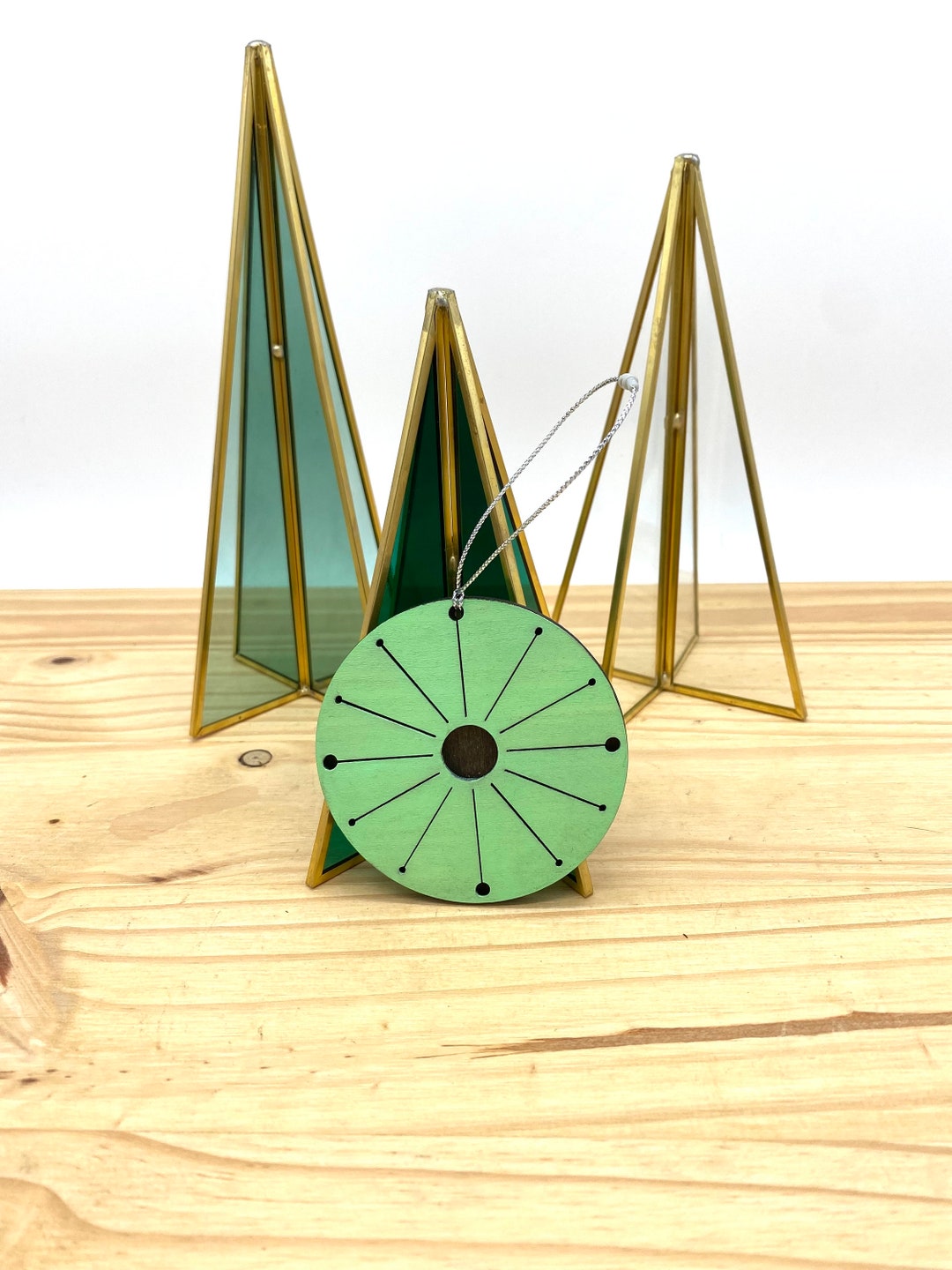 Retro 50s Atomic Starburst Mint Green Wood Ornament Customizable / Mid ...
