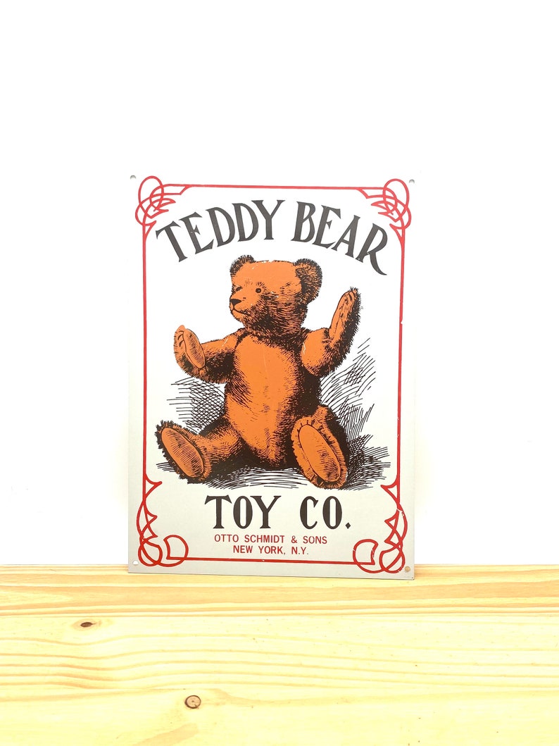 Vintage Steiff Teddy Bear Toy Co Metal Tin Sign Wall Hanging / Retro ...