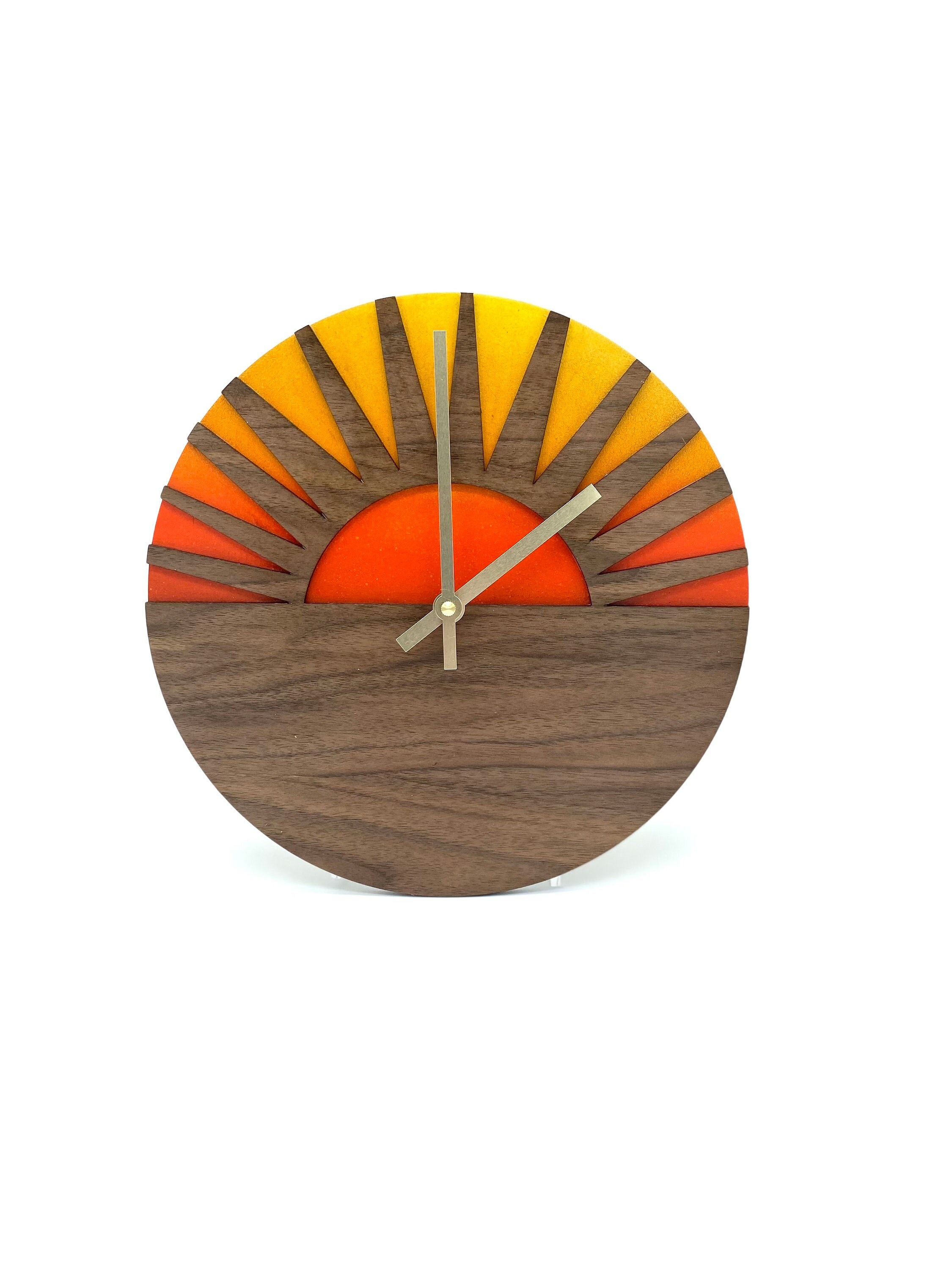 Sahara Desert Sunrise Walnut Wood Wall Clock / Africa Orange Sunset ...