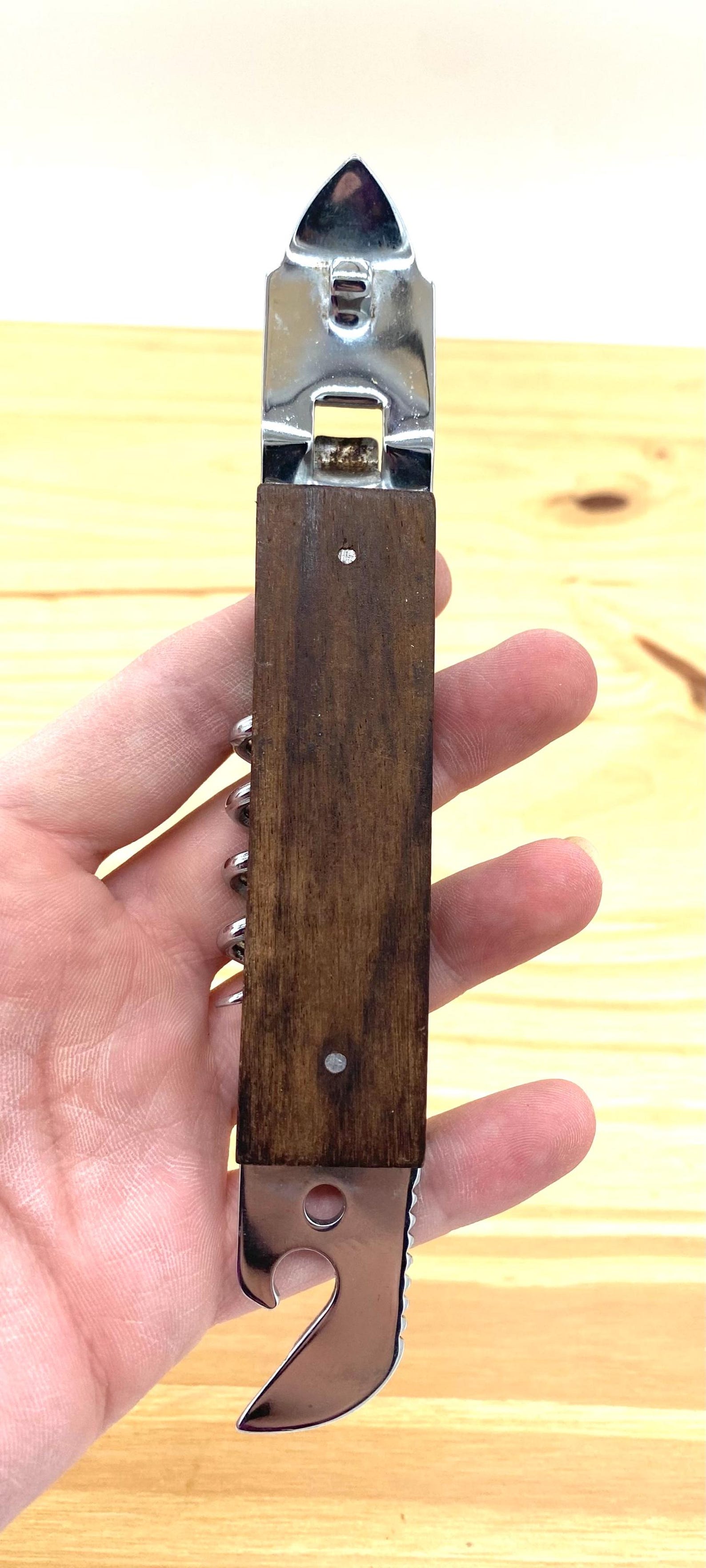 Vintage Mid Century Modern Wood Handle Barware Alcohol Bottle Opener ...