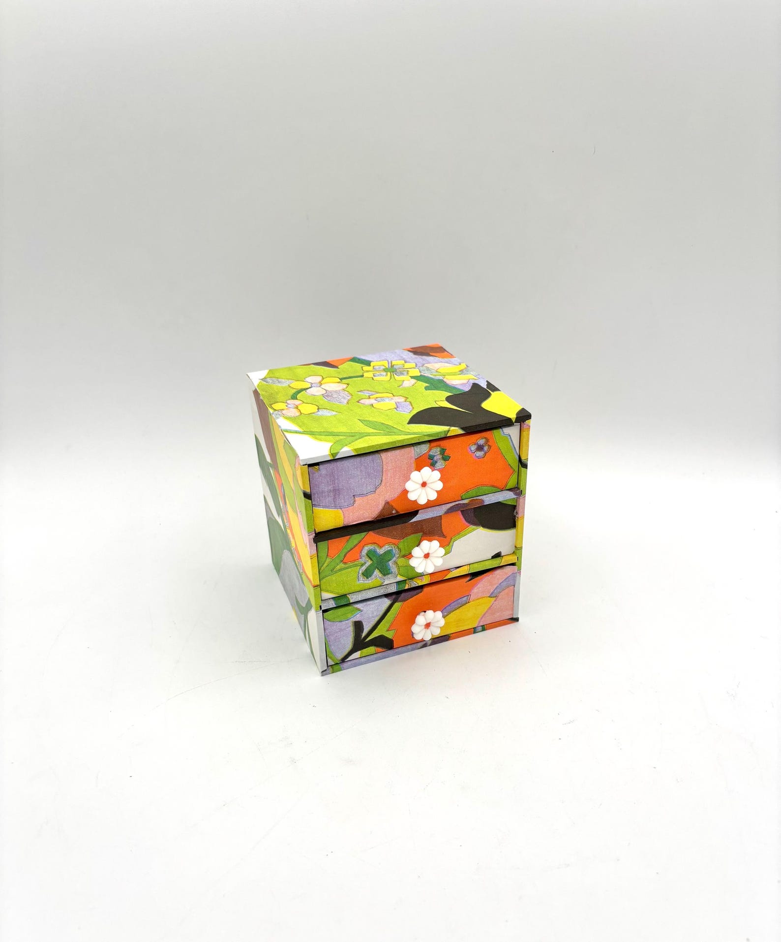 Handmade Vintage 60s Orange Geometric Flower Power Psychedelic Wood ...