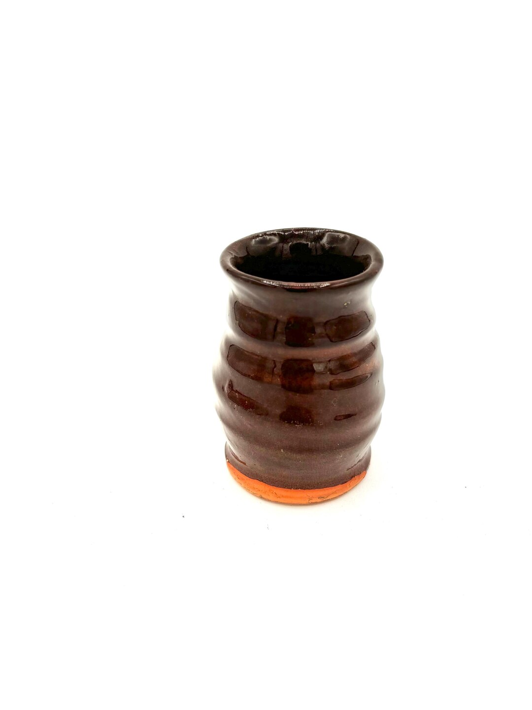 Vintage Jamestown Pottery Brown Speckled Hourglass Ribbed Vase Flower ...