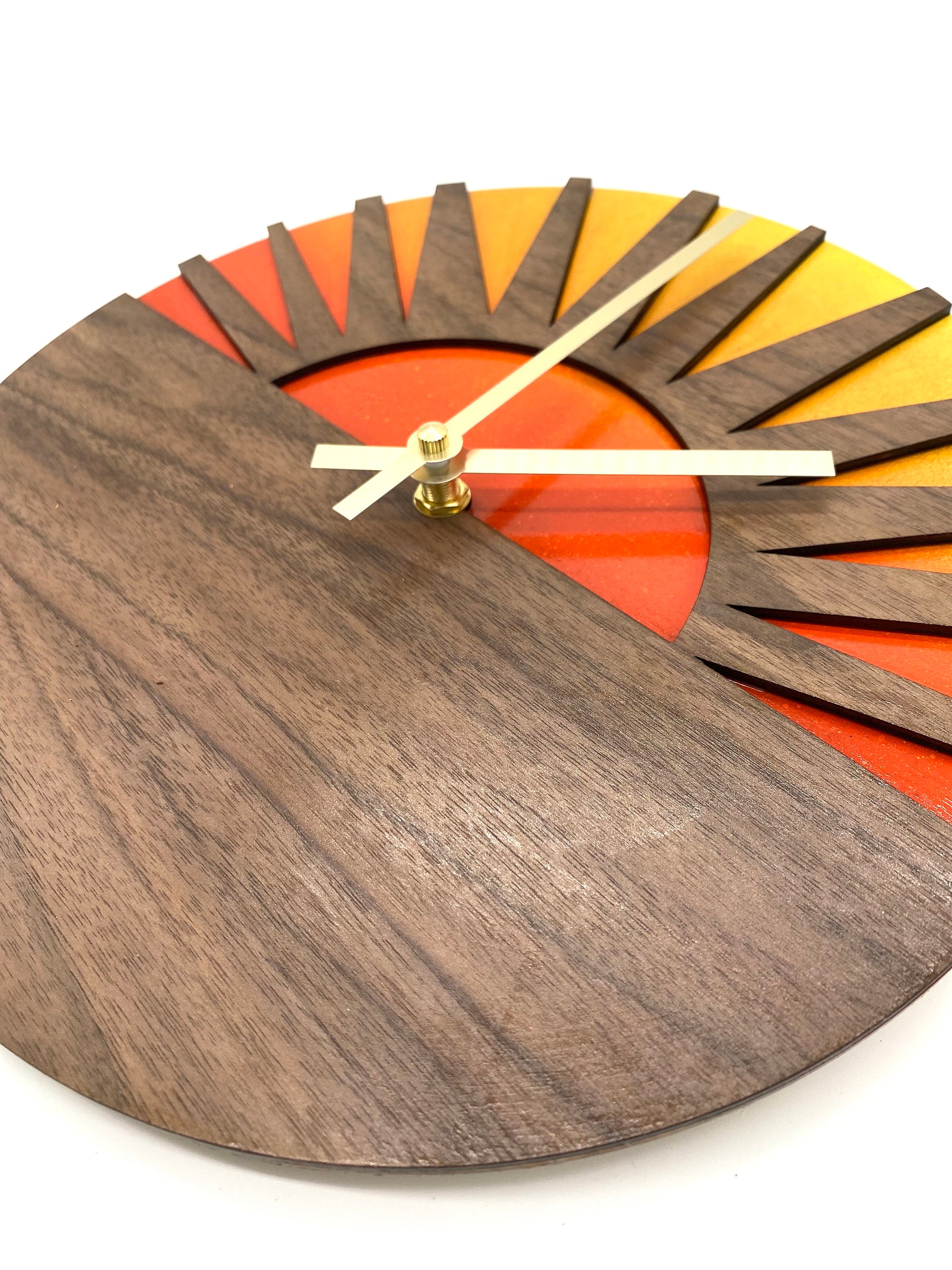 Sahara Desert Sunrise Walnut Wood Wall Clock / Africa Orange Sunset ...