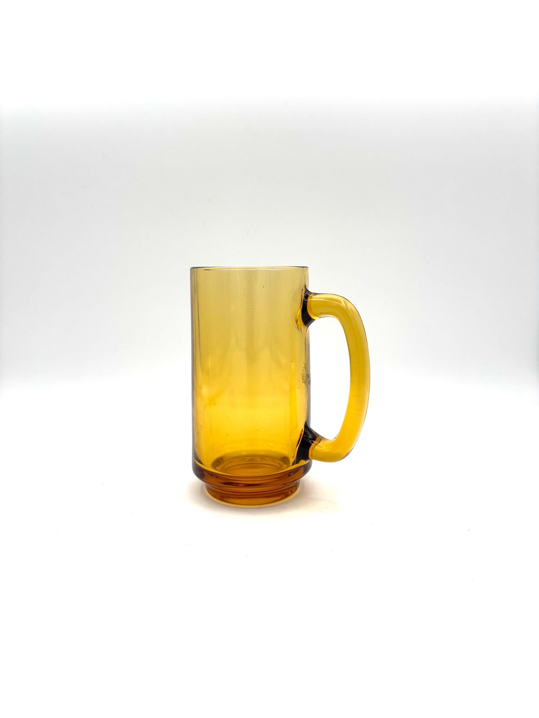 Vintage Heavy Handled Amber Drinking Glass Beer Beerstein Pedestal Cup ...